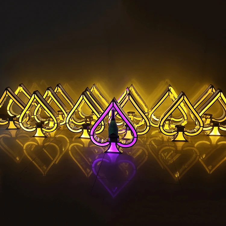 Luminous Rechargeable Wine Glorifier Spades Display Holder