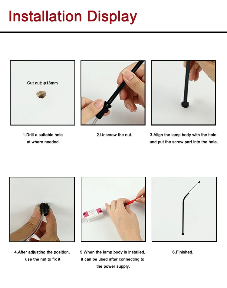 Rotatable 110v 3w Led Display Cabinet Light - Black 6000k