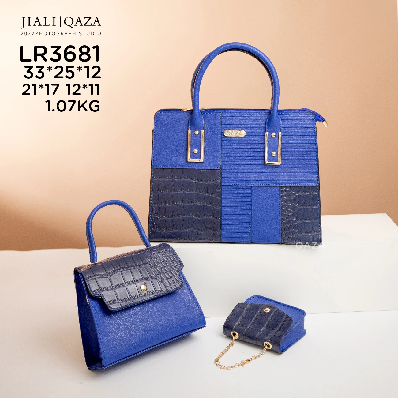 Jiali QAZA Guangzhou Vegan Leather Alligator Handbag 3 in 1