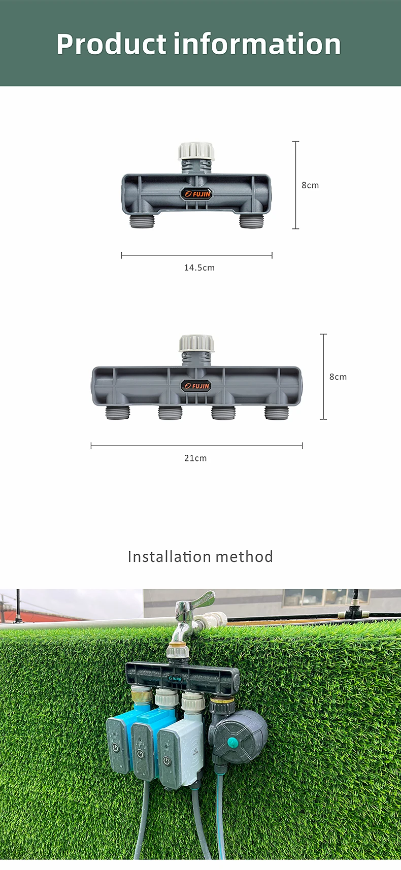 FUJIN IRRIGATION 2 Way and 4 Way Water Distributor Gardening Irrigation ...