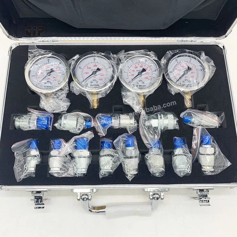 Hydraulic Test Gauge Kit with 10/25/40/60 Mpa Gauges with Silver ...