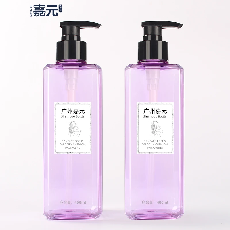 400ml Custom Square Translucent Pink Shampoo Shower Bottle Packaging ...