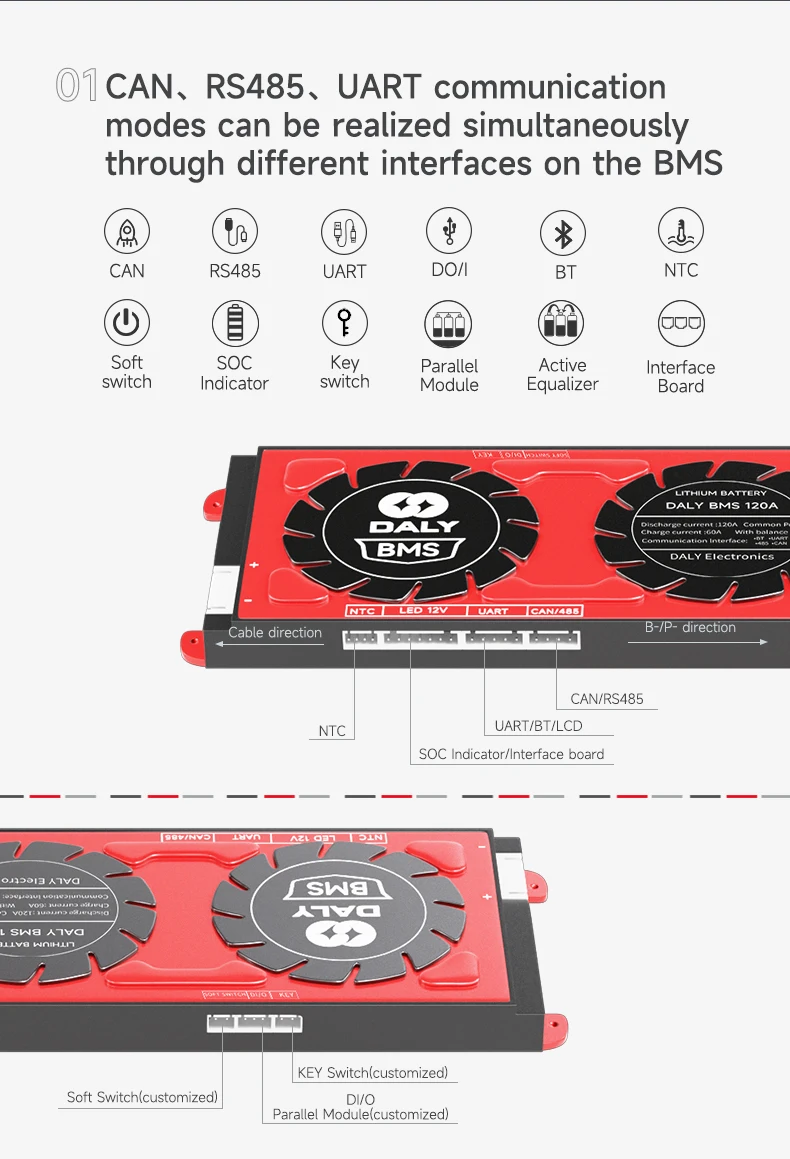 Daly Smart LFP BMS Energy Storage System Lithium Lifepo4 Battery Pack 15S 16S 48v 120A 150A 200A ...