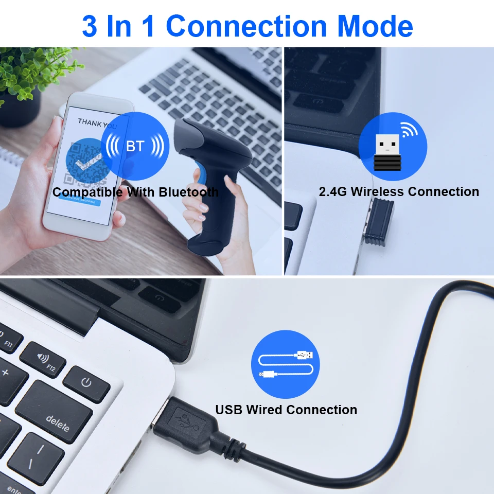 JR Wireless Bracode Scanner - Efficient 2D Bluetooth Scanner
