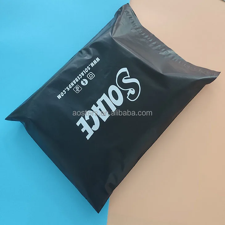 Custom Printed Biodegradable Pe Courier Satchels Black Poly Mailers ...