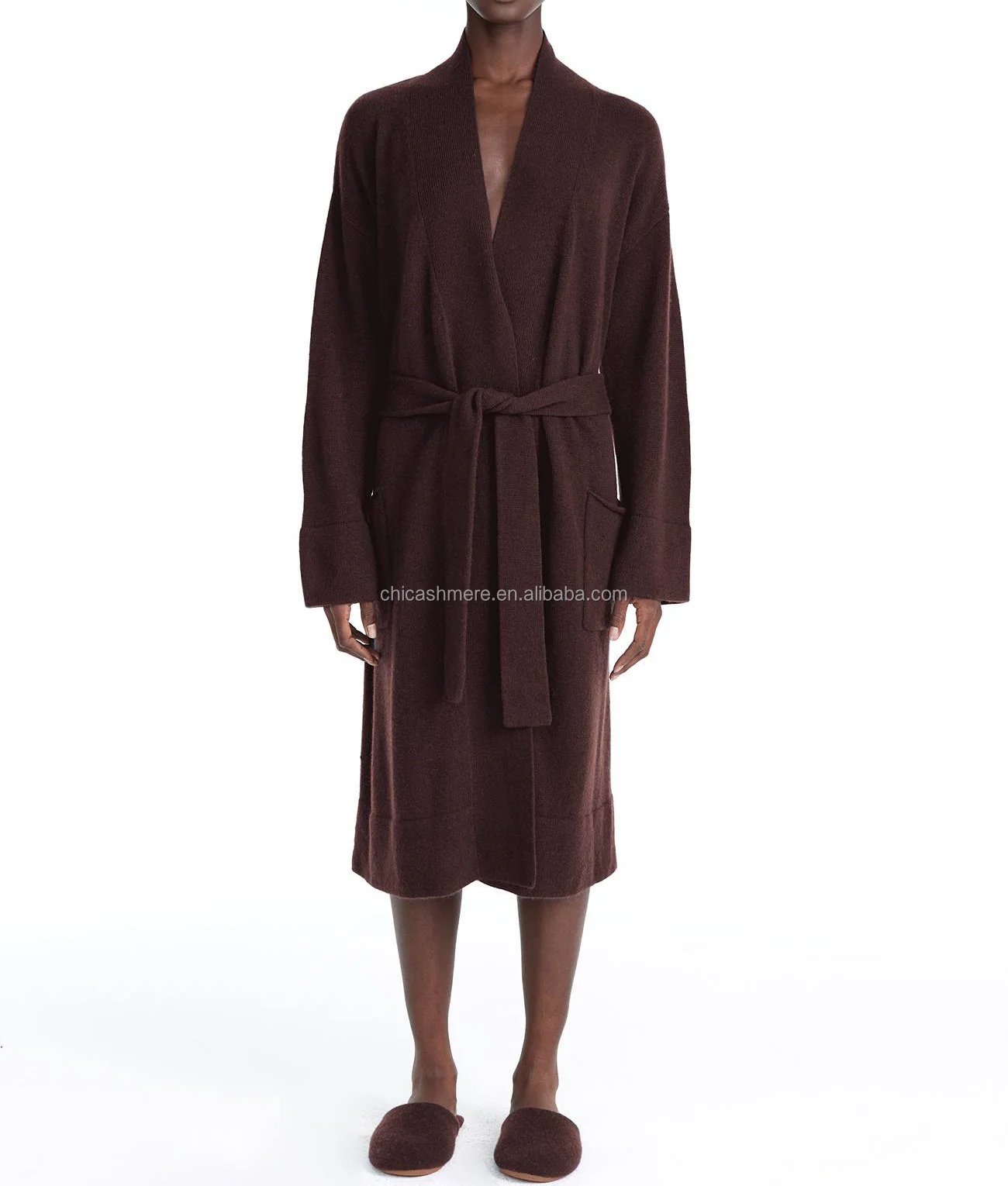 Factory Custom Luxury Women's Cozy Soft Knitted Cashmere Spa Robes ...