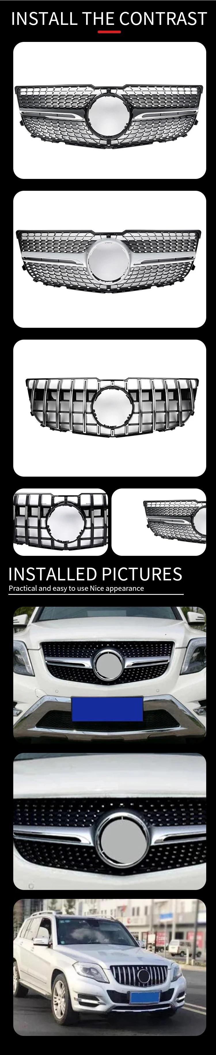 Abs Amg Style Front Bumper Mesh Grill Grille For Mercedes Benz Glk ...