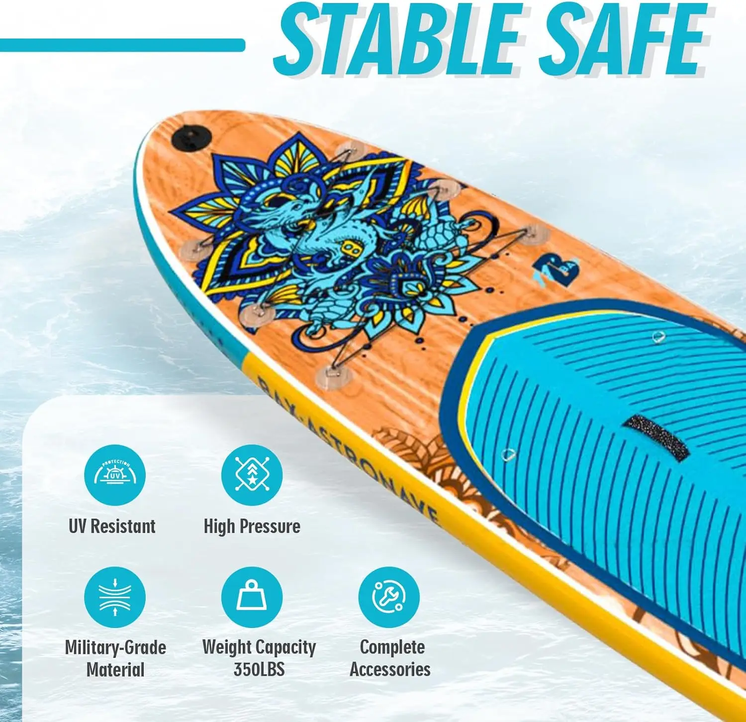 YASKA Stock 11' Inflatable Paddle Board (SUP) 130KG Max Load PVC/EVA ...