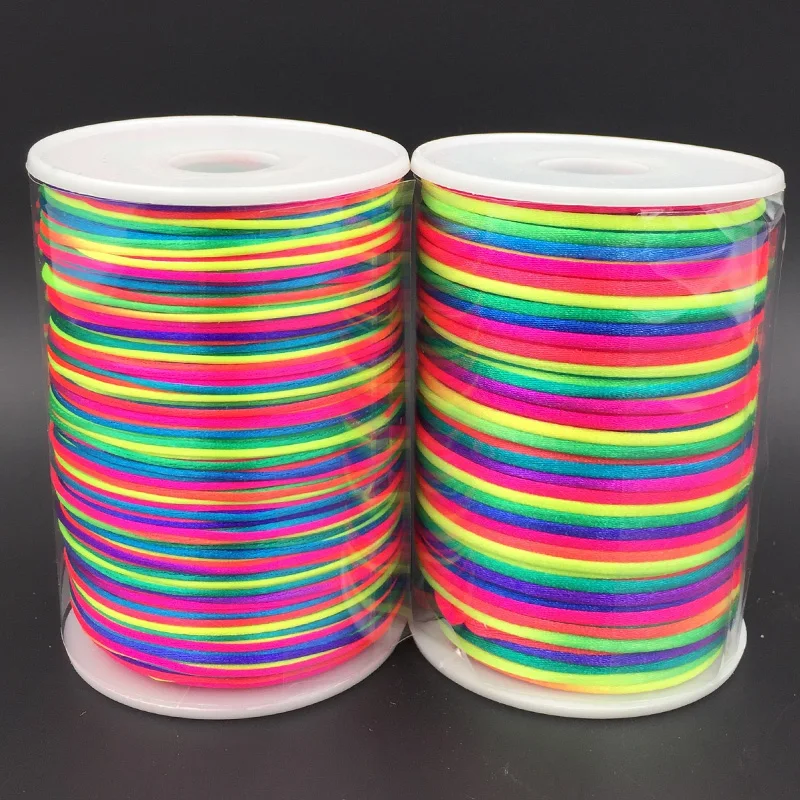 2mm 100yards/roll Multicolor Rainbow Nylon Cord Chinese Knot Satin Cord ...
