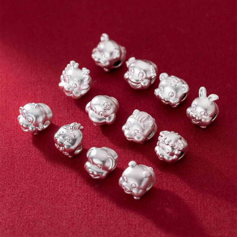999 Pure Silver Chinese Zodiac Charms for DIY Jewelry