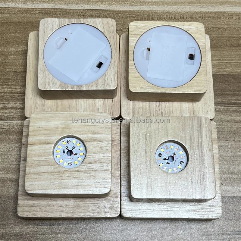 Wood Light Base Wooden Battery Powered Night Lamp Base LED Light ...