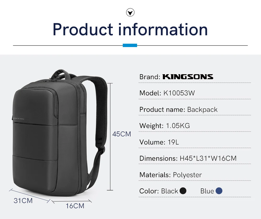 Kingsons Black Waterproof Oxford Trolley Backpack Business and Outdoor ...