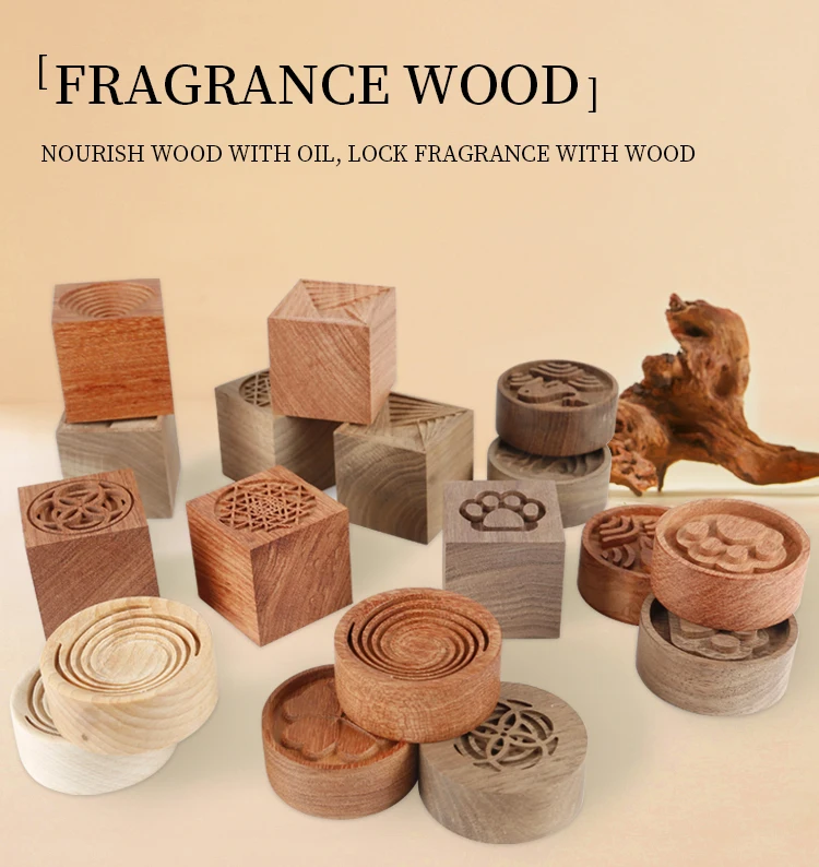 Wooden Diffusion Wood Block Aroma Reed Diffuser Air Freshener Essential ...