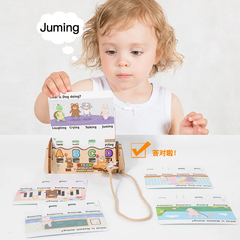 Wooden Cartoon Word Decryption Card Matching Toys Kids Montessori Toys ...