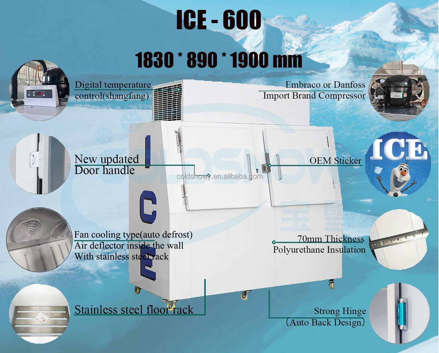 Automatic Defrost Commercial Indoor Ice Boxes Merchandiser Defrost ...