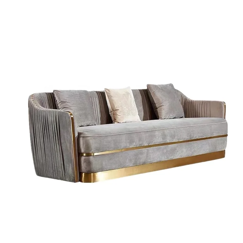 Modern Home Furniture 3-seater Couch Corner Sofa With Stainless Steel ...