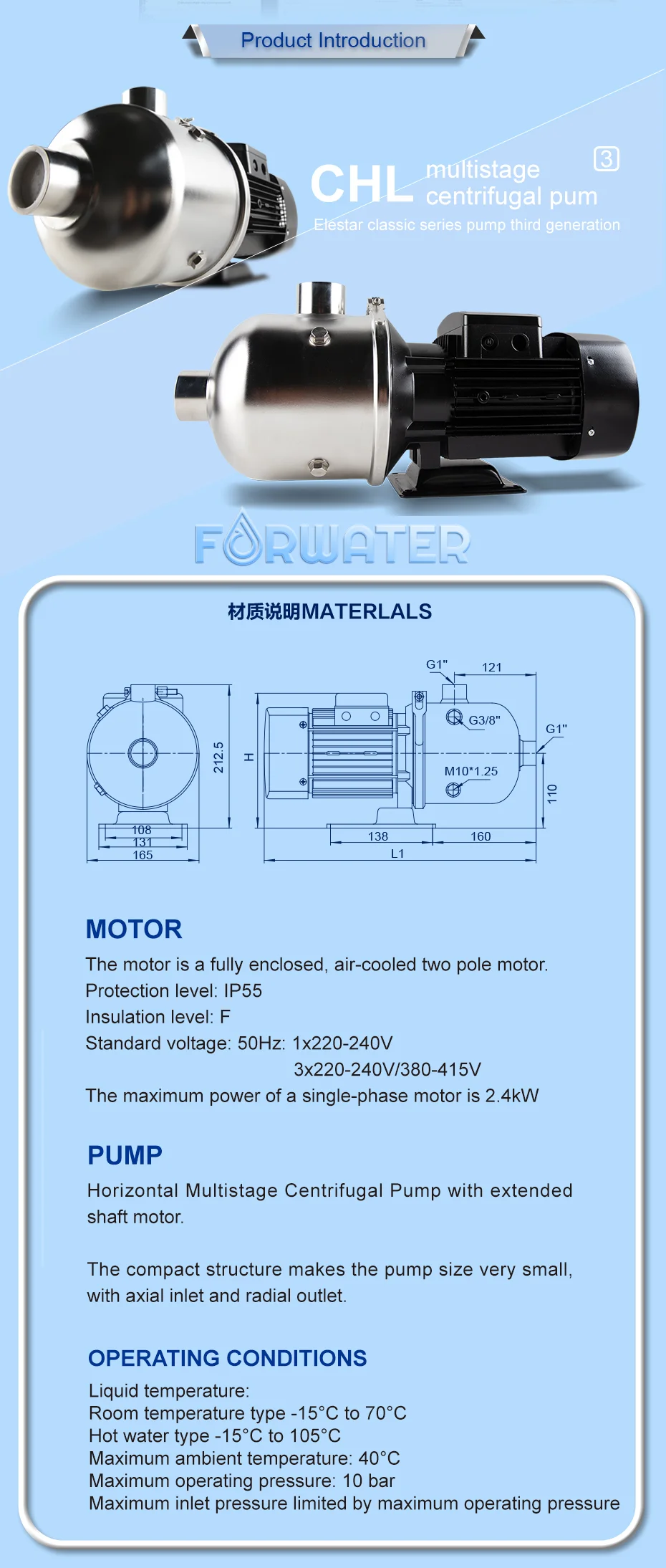 Chl Series Multi Stage Horizontal Inline Centrifugal Stainless Steel ...