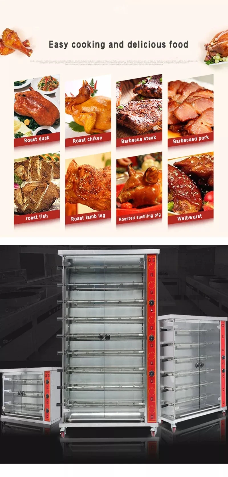 Commercial Electric Rotisserie Chicken Oven - High Efficiency Meat ...