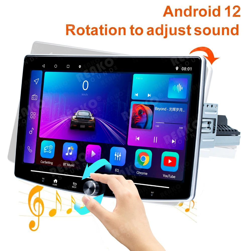 Car Stereo 1 Din Rotatable 10.1'' 1+32gb Carplay Android Auto Knob Ips ...