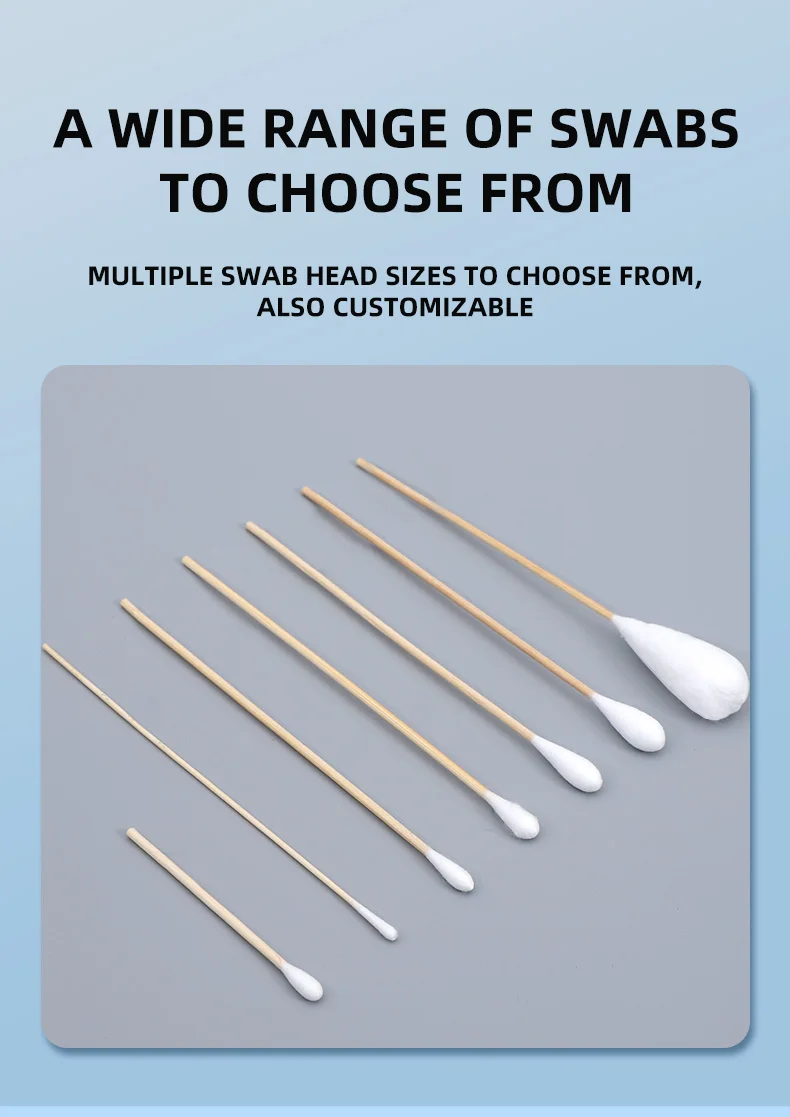 OEM 6\" Bamboo Wooden Stick Medical Cotton Applicators Swabs Ear Sticks ...