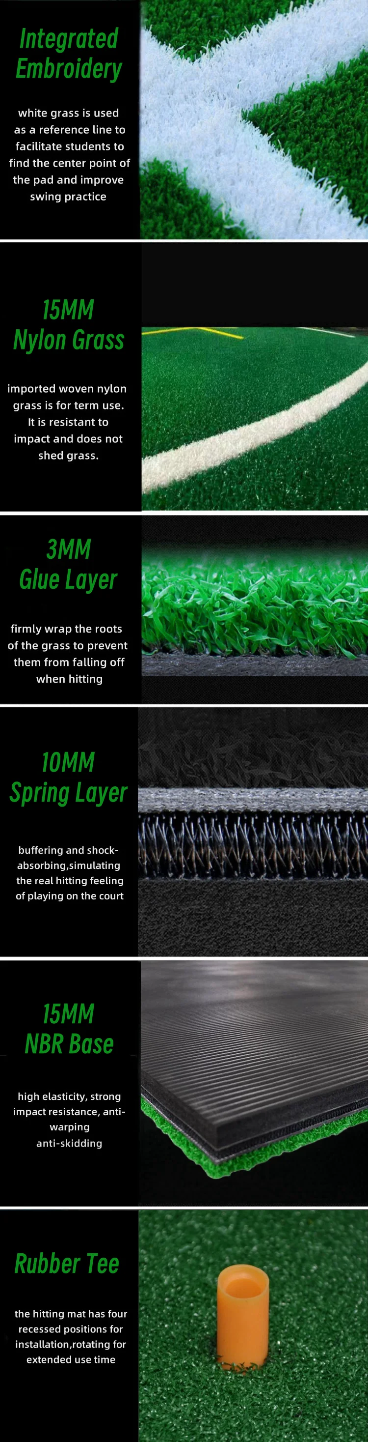 High Quality Golf Hitting Mat for Driving Range - 5x5 Nylon Grass