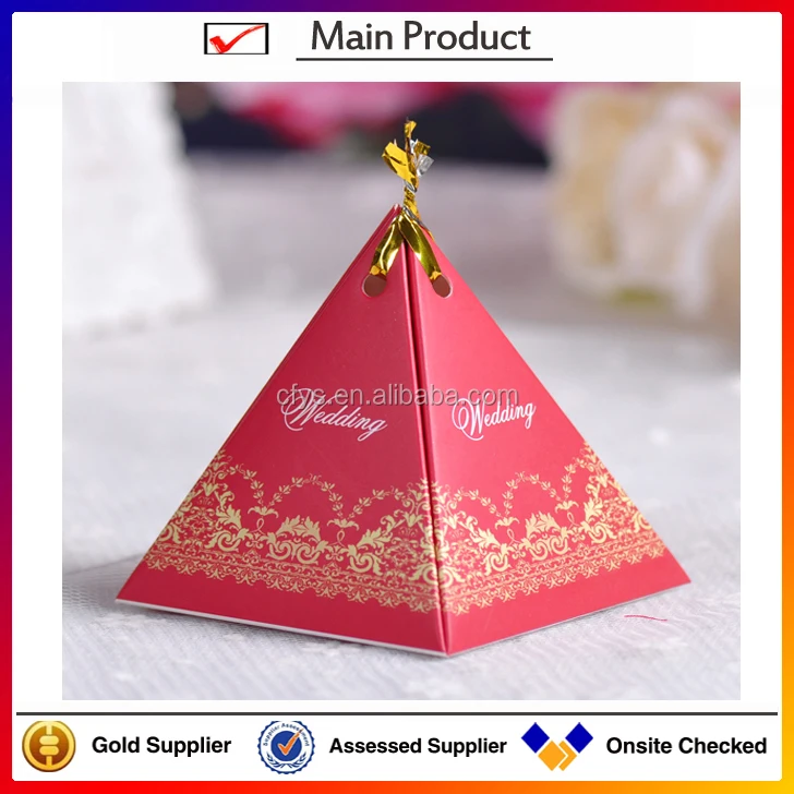 Pyramid Candy Box Creative Packaging Box Floral Wedding Souvenir Art ...