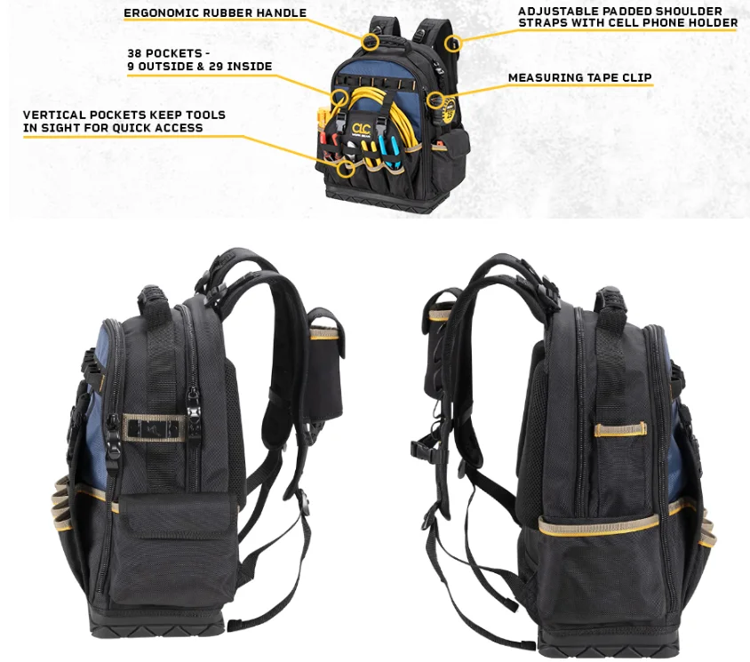Canvas Heavy Duty Electrical Tool Backpack - Large Capacity
