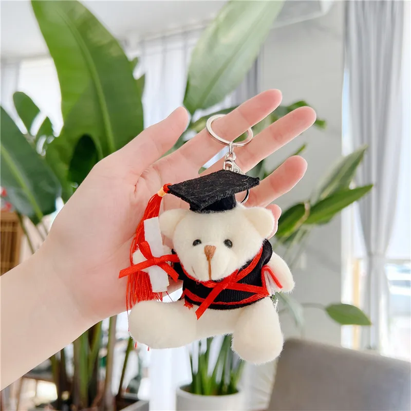 Plush Graduation Teddy Bear Keychain in Black Cap Stuffed Animal Toys ...