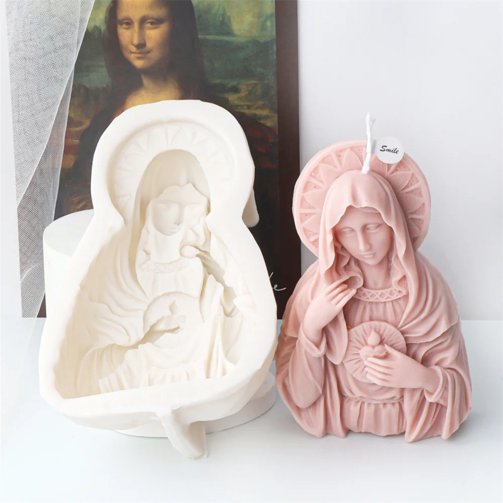 Silicone Candle Molds - Blessed Virgin Mary & Jesus Portraits