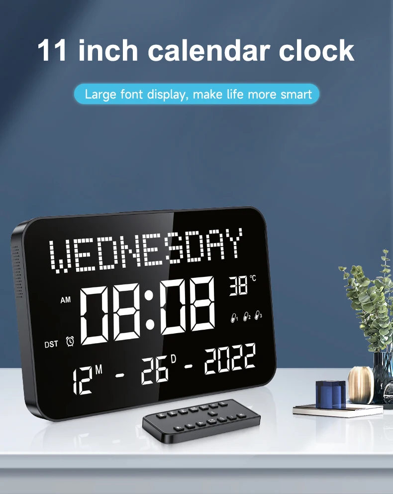 11 Inch Large Display Clock With Day And Date Minimalistic Wall Clock ...