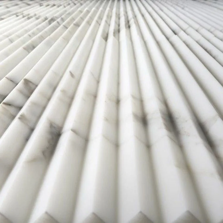 Curve Fluted Marble Tiles Mini Flute Mosaic Bathroom Splash Wall Rosa ...