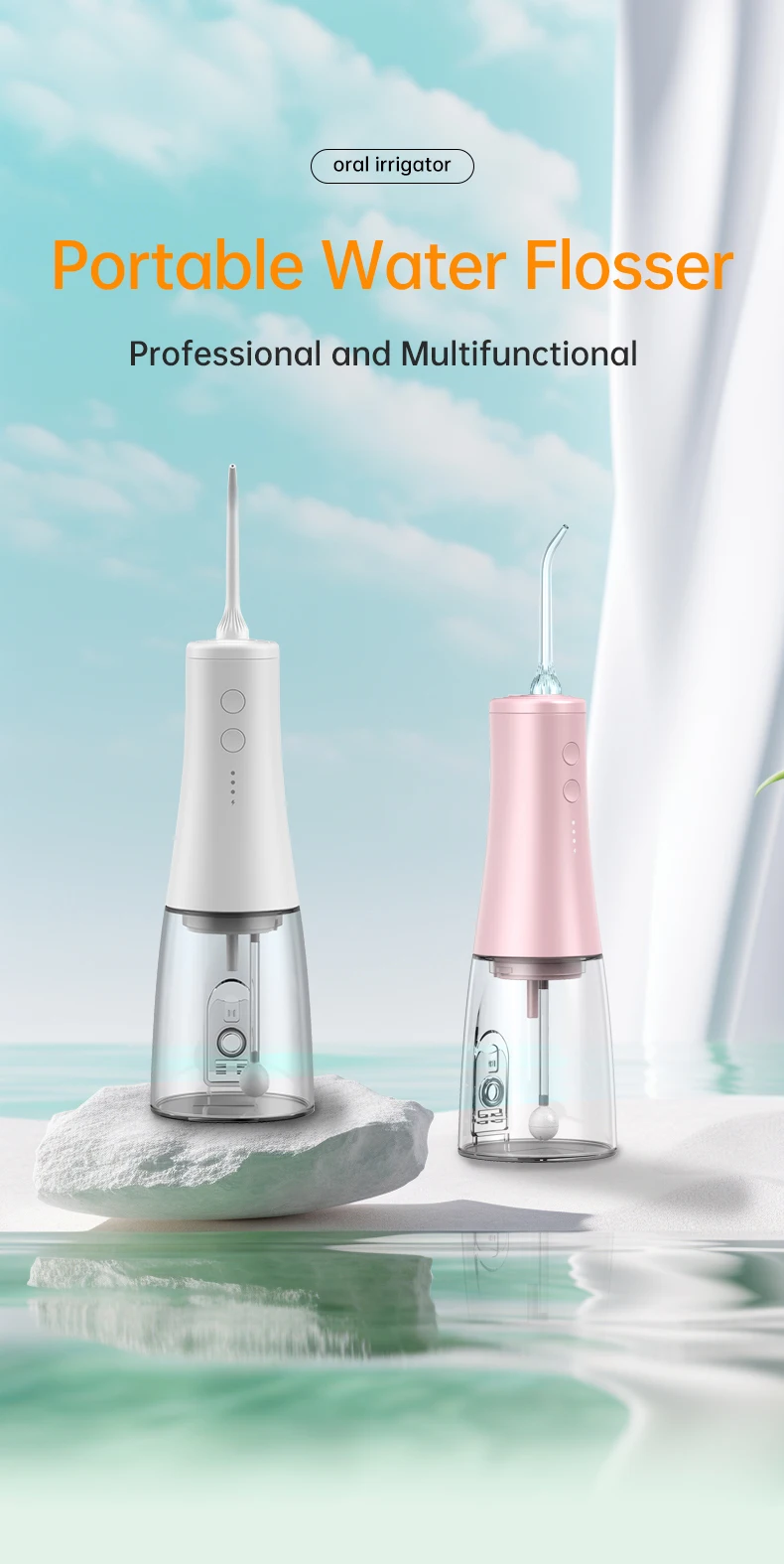 Portable Dental Water Jet Water Flooser Teeth Cleaner Flosser 350ml ...