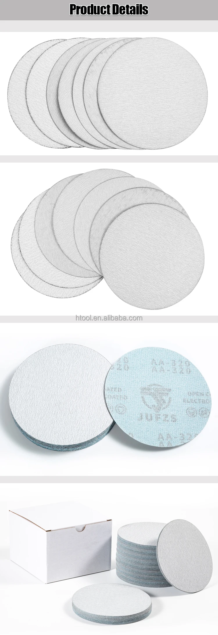 5 Inch Hook And Loop Round Abrasive Sandpaper Aluminum Oxide Resin ...