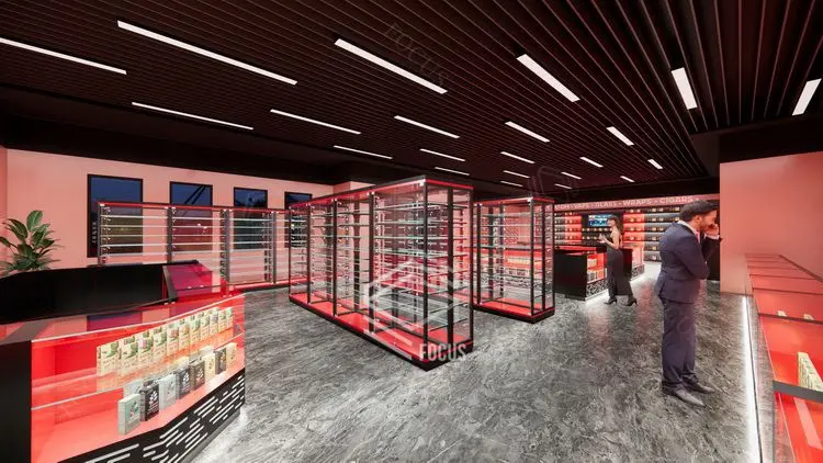 Retail Store Display Showcases Display Stand For Smoke Shop With Led ...