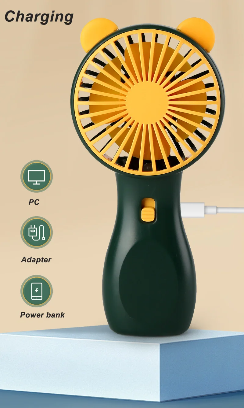 Outdoor Portable Handheld Rechargeable Mini Fans with Light