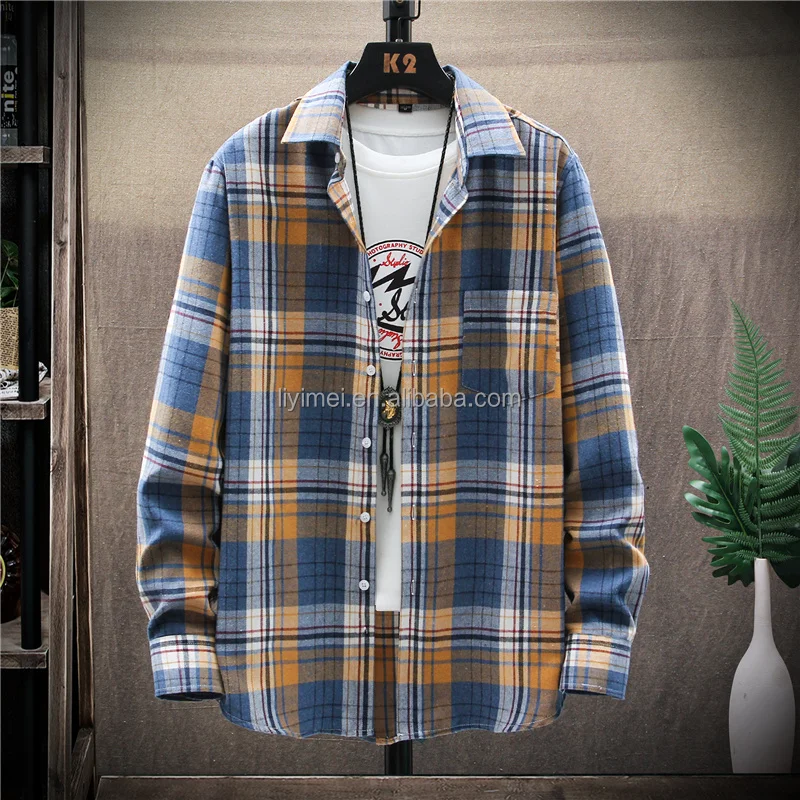 Factory Wholesale Comfortable Plaid 100% Cotton Long Sleeve Casual Wool ...