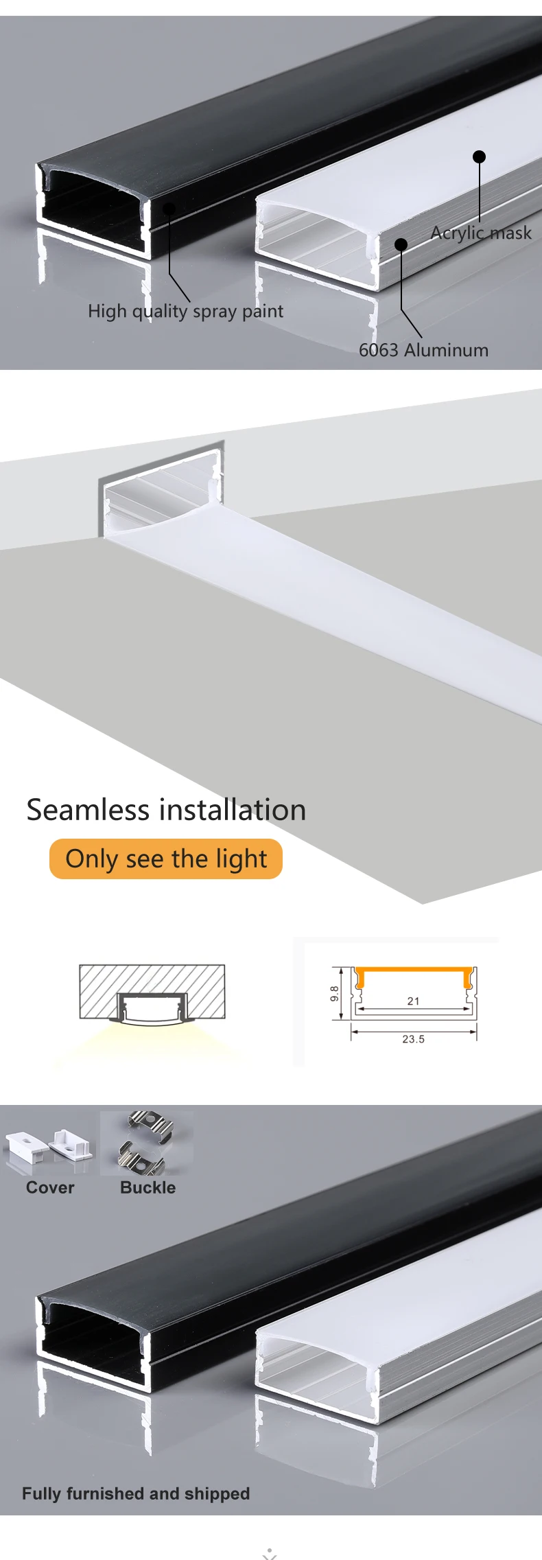 23*10mm Profiles Extrusion Aluminio,Recess Led Light Aluminum Strip ...