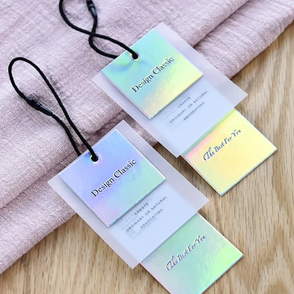 Custom Logo Luxury Laser Hanging Label Holographic Paper