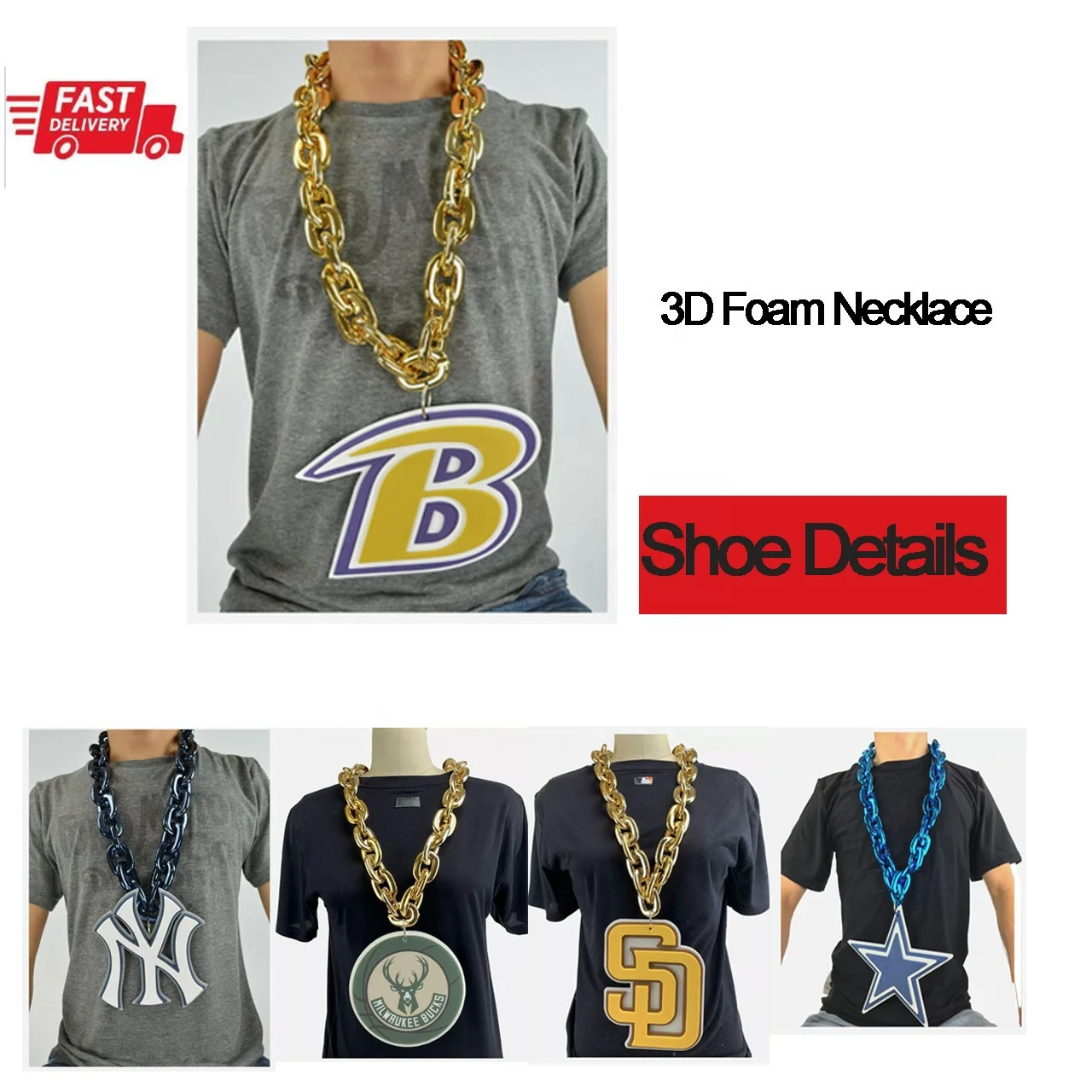 New Design Football Team Customize 3d Eva Led Light Up Large Fan ...