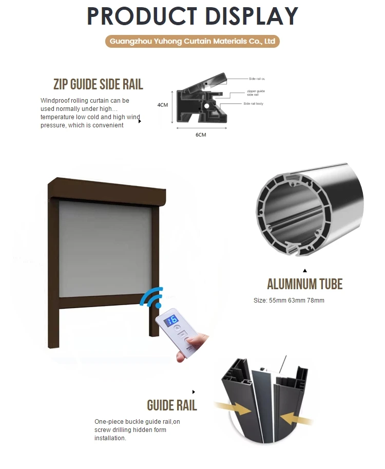 Outdoor Zip Track Blind Electric Motorized Screen Windproof And ...
