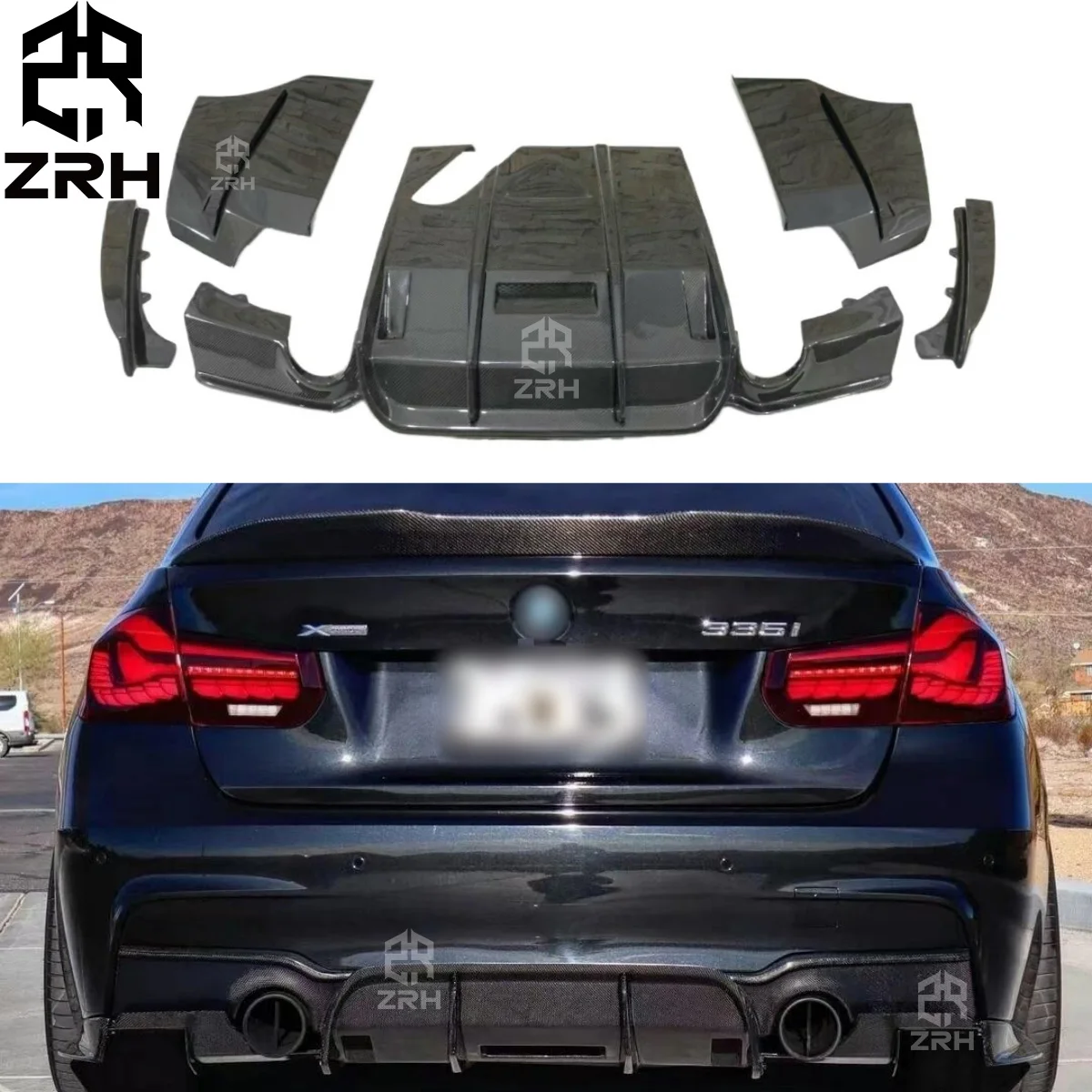 Carbon Fiber Geex Style Rear Diffuser for BMW F30 F35 Bodykit Rear ...