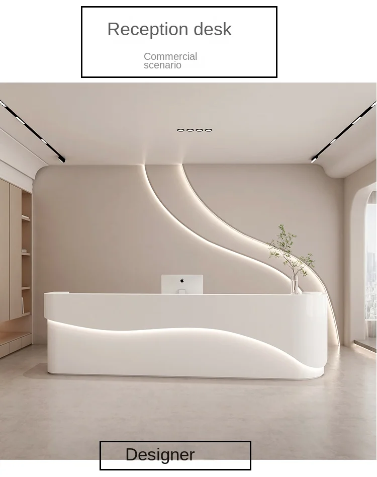 Modern Hotel Reception Desk Glossy Shining Luxury Reception Counter For ...