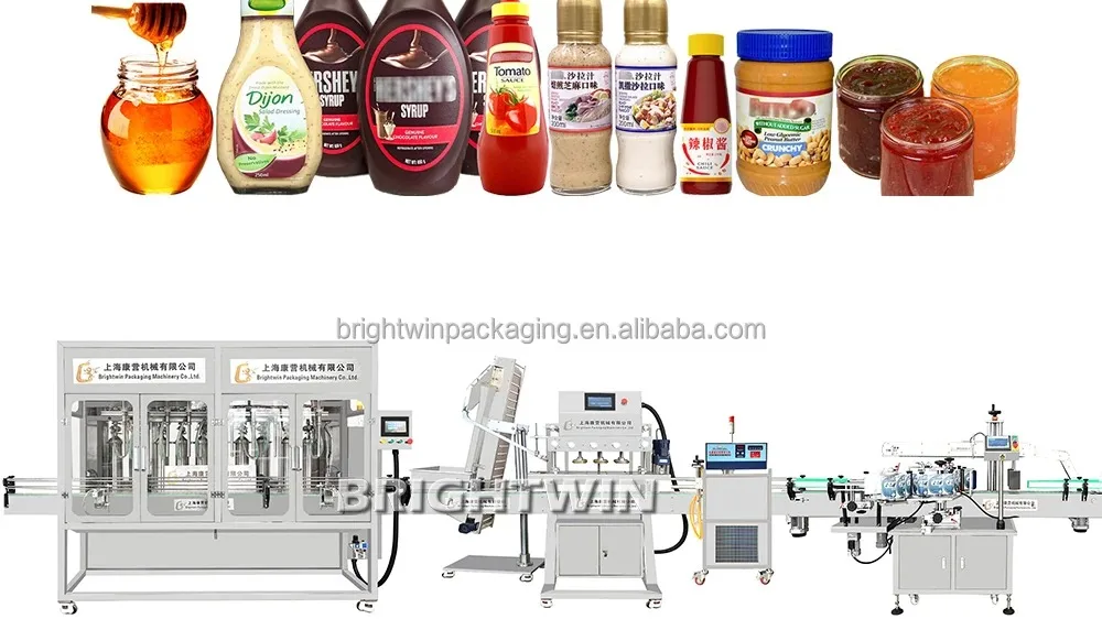 Brightwin Automatic Honey Jam Ketchup Hot Sauce Jar Filling Labeling ...