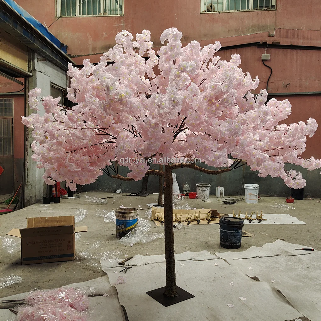 Large Plastic Artificial Cherry Blossom White and Pink Flowers Sakura ...