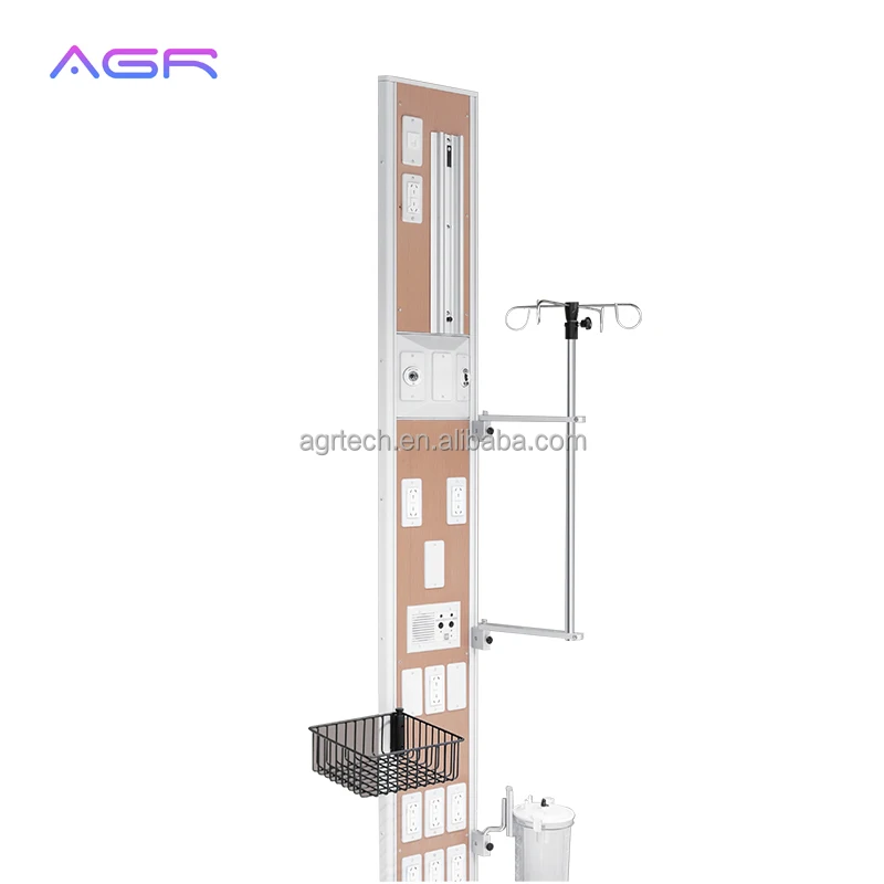 Medical Vertical Bed Head Unit Hospital Dual Rail Patient Bed Head Unit ...