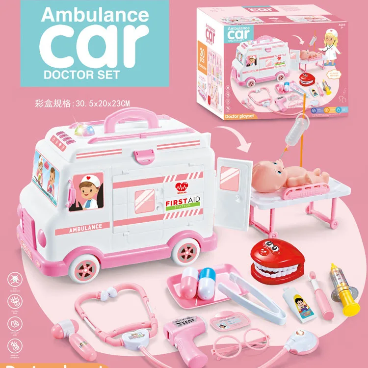 First Aid Electric Ambulance Car Toy Doctor Play Set Medical Kit Toy ...