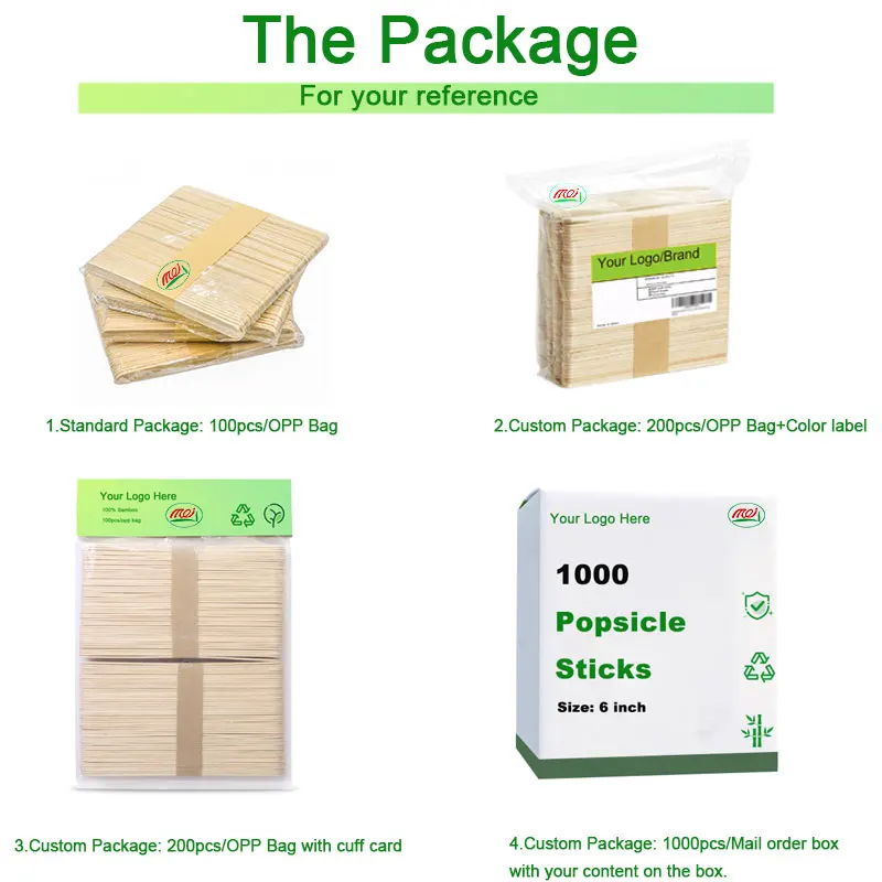 Food Grade Smooth Bamboo Popsicle Stick Ice Cream Sticks With Brand ...