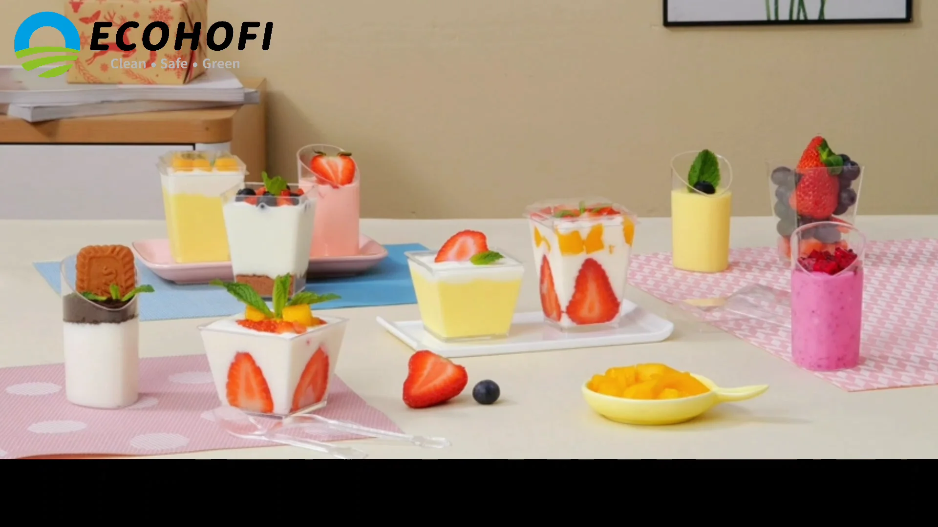 5 Oz Square Clear Plastic Dessert Cups Disposable Mousse Pudding Small ...