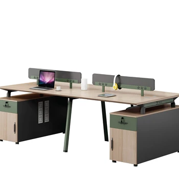 Modern Office Modular Light Oak Office Desk Workstations Cubicle 4 ...