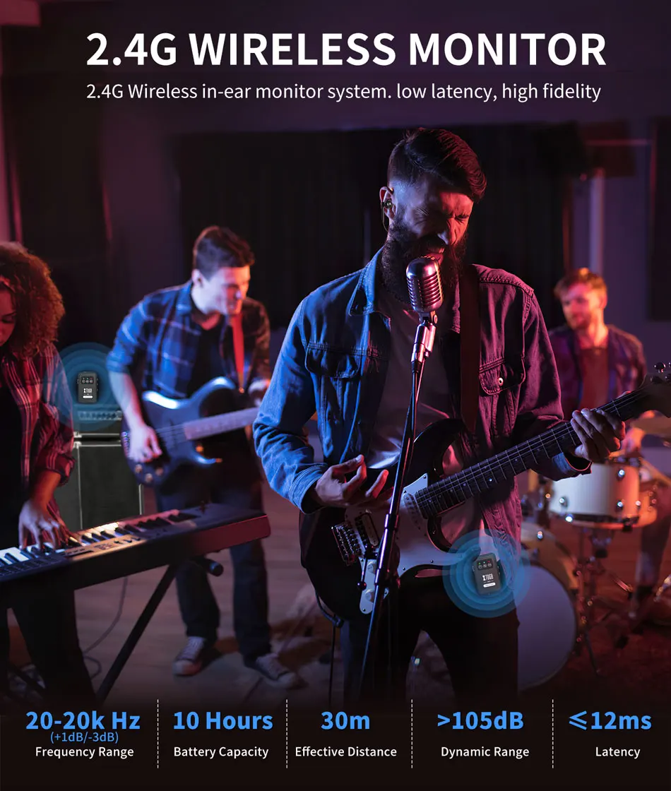 XTUGA J02 2.4G Mini in Ear Monitor System for Professional Use